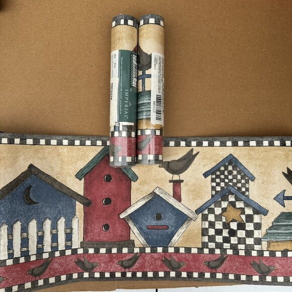 Wall Decor | Debbie Mumm Imperial Prepasted Wallpaper Border Birdhouses ...